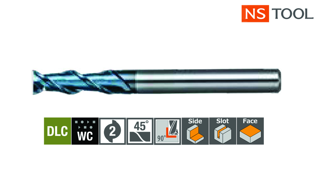 AL3D-2DLC - Dao phay nhôm 2 me L/D=3 lớp phủ DLC cho nhôm - phulongtools.com