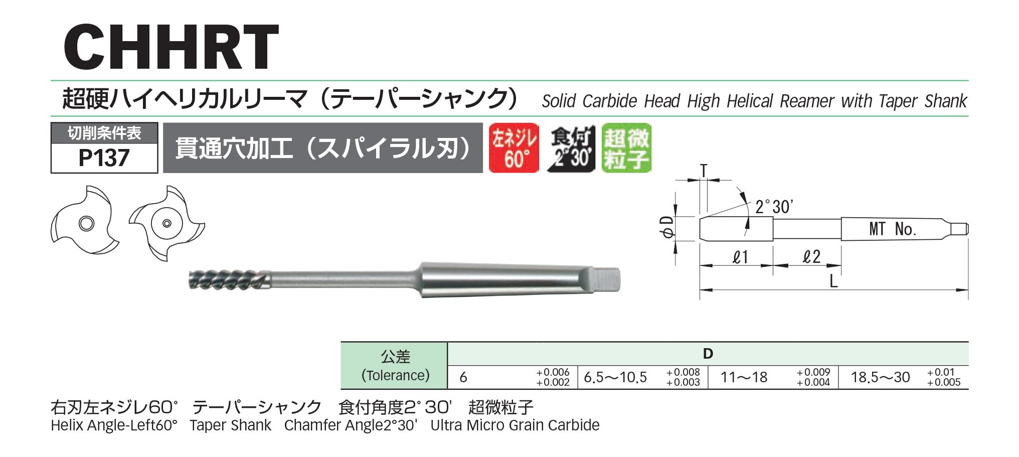 Mũi doa hợp kim, đầu xoắn cao với chuôi côn Eikosha CHHRT ...